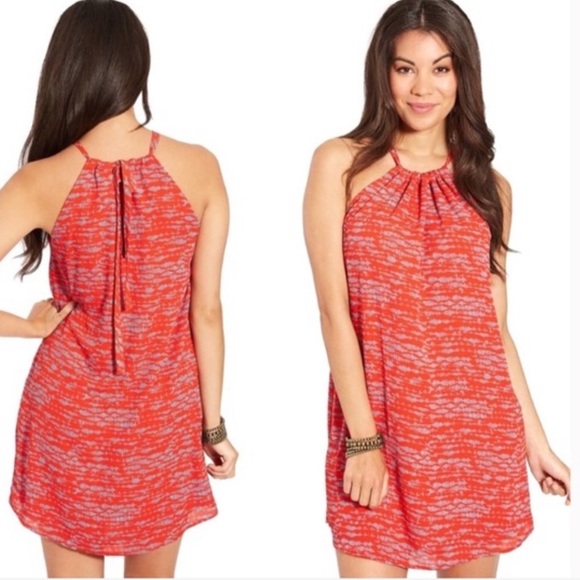 Allison Joy | Dresses | Allison Joy Red And Blue Patterned Halter Shift ...